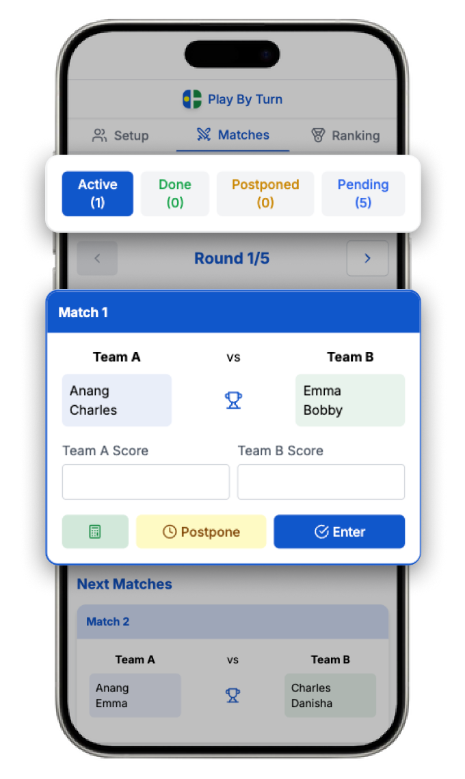 PlayByTurn - Tennis Tournament Platform